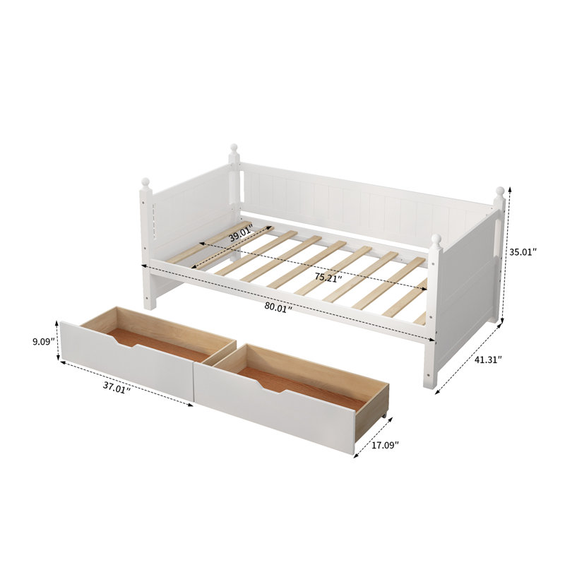 Gracie Oaks Syere Modern minimalist space-saving daybed with drawers ...