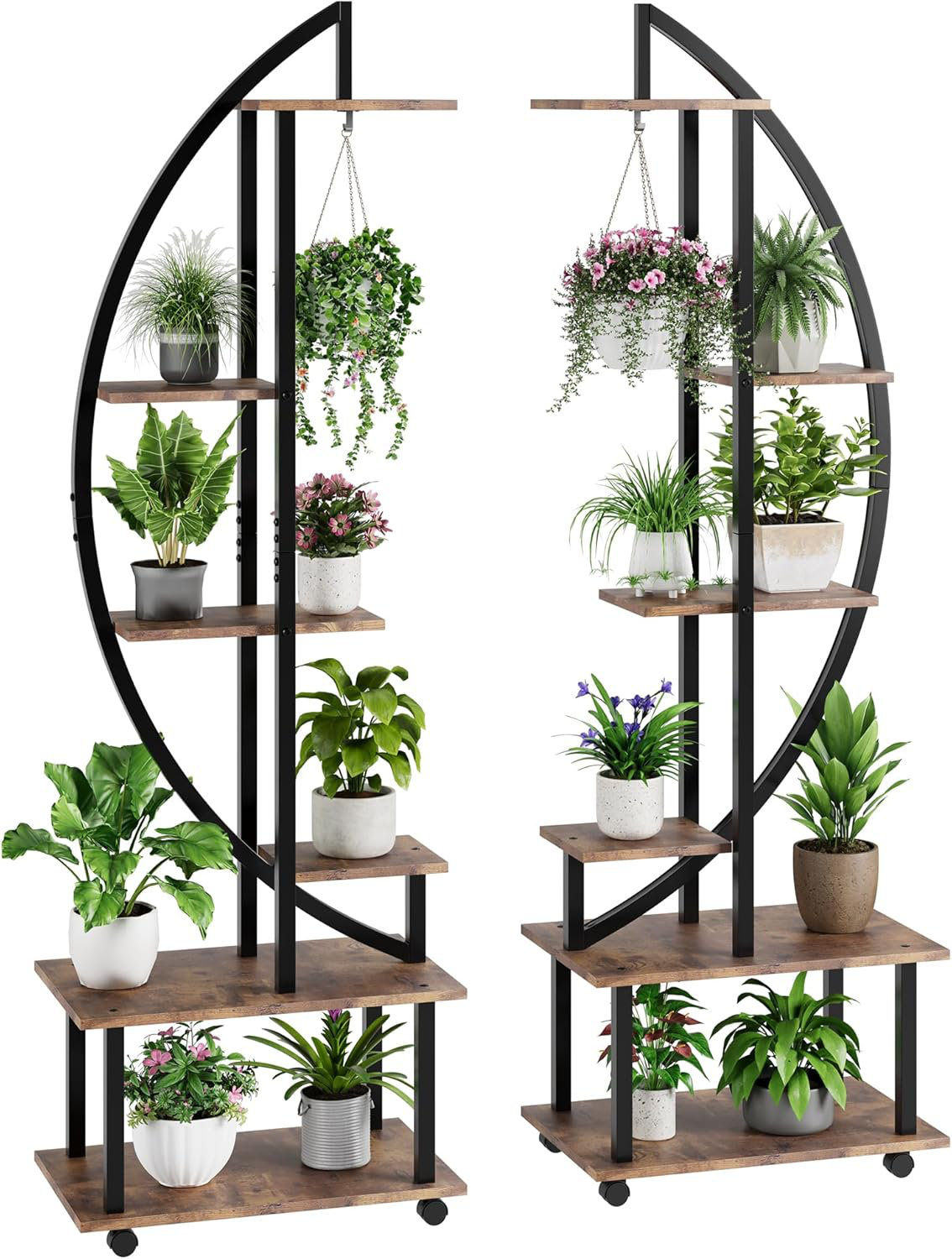 17 Stories 6 Tier Metal Plant Container Stand,Half Moon Shape Plant ...