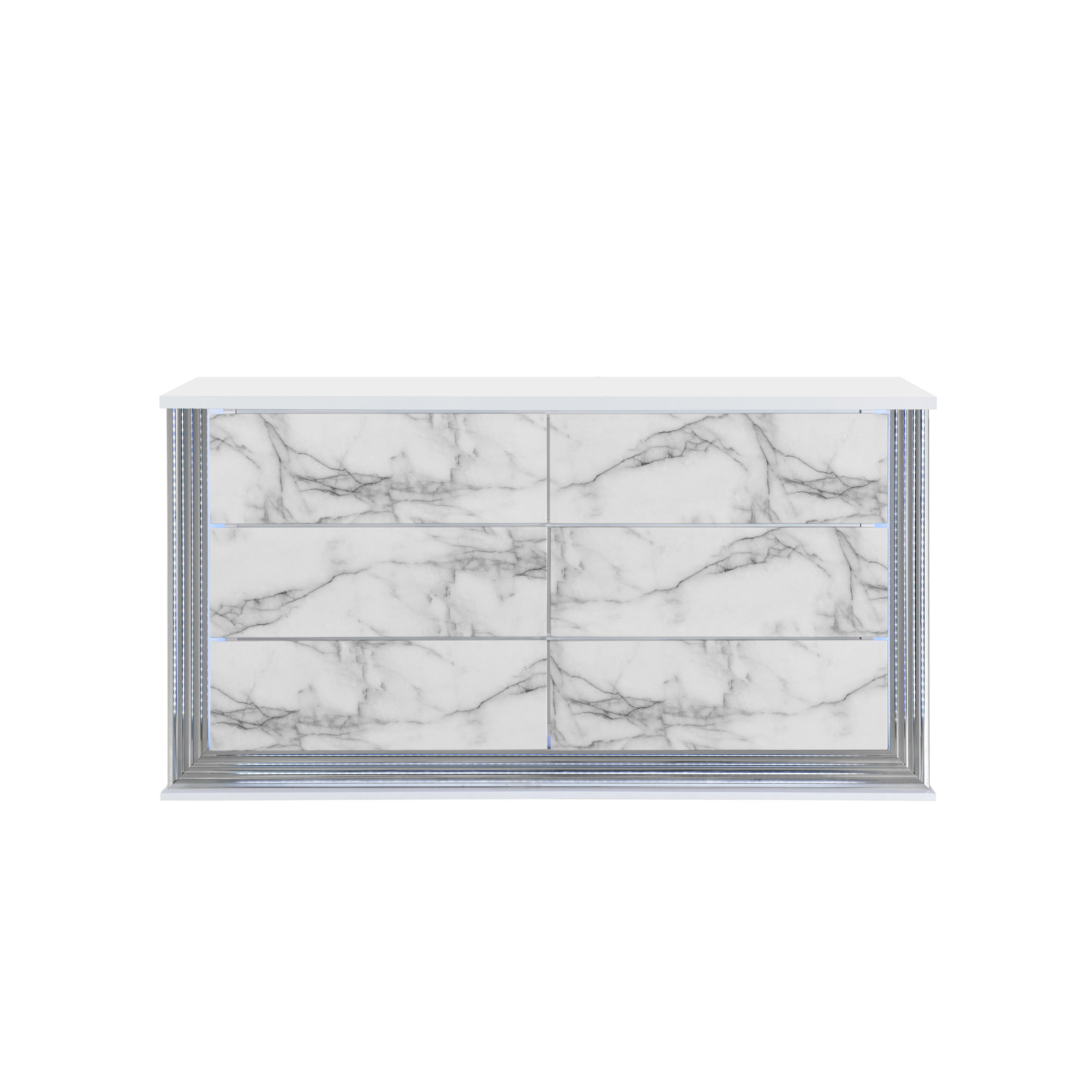 Hokku Designs MOON WHITE MARBLE DRESSER WITH LED - Wayfair Canada