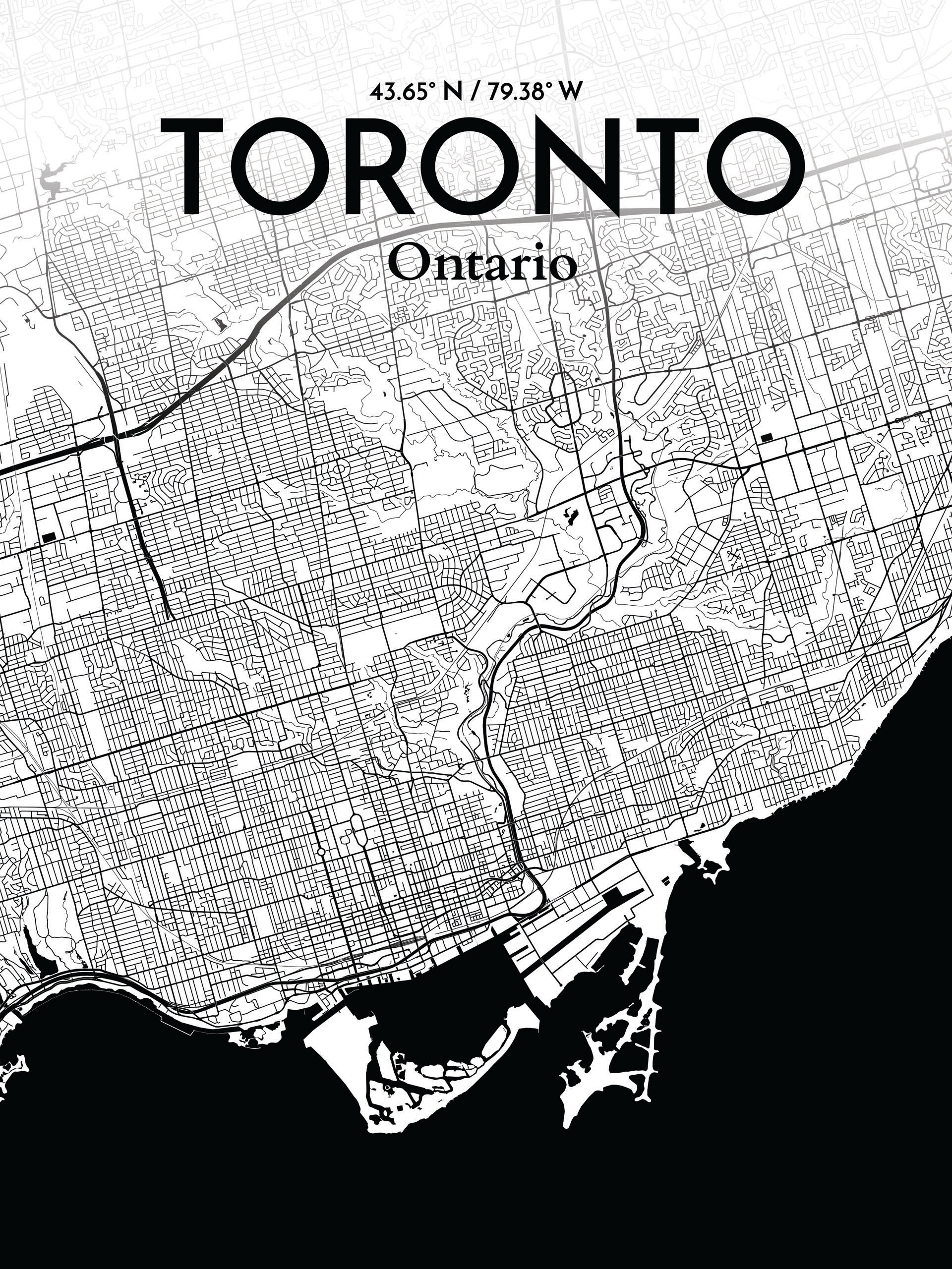 OurPoster.com 'Toronto City Map' Graphic Art Print Poster in Ink ...