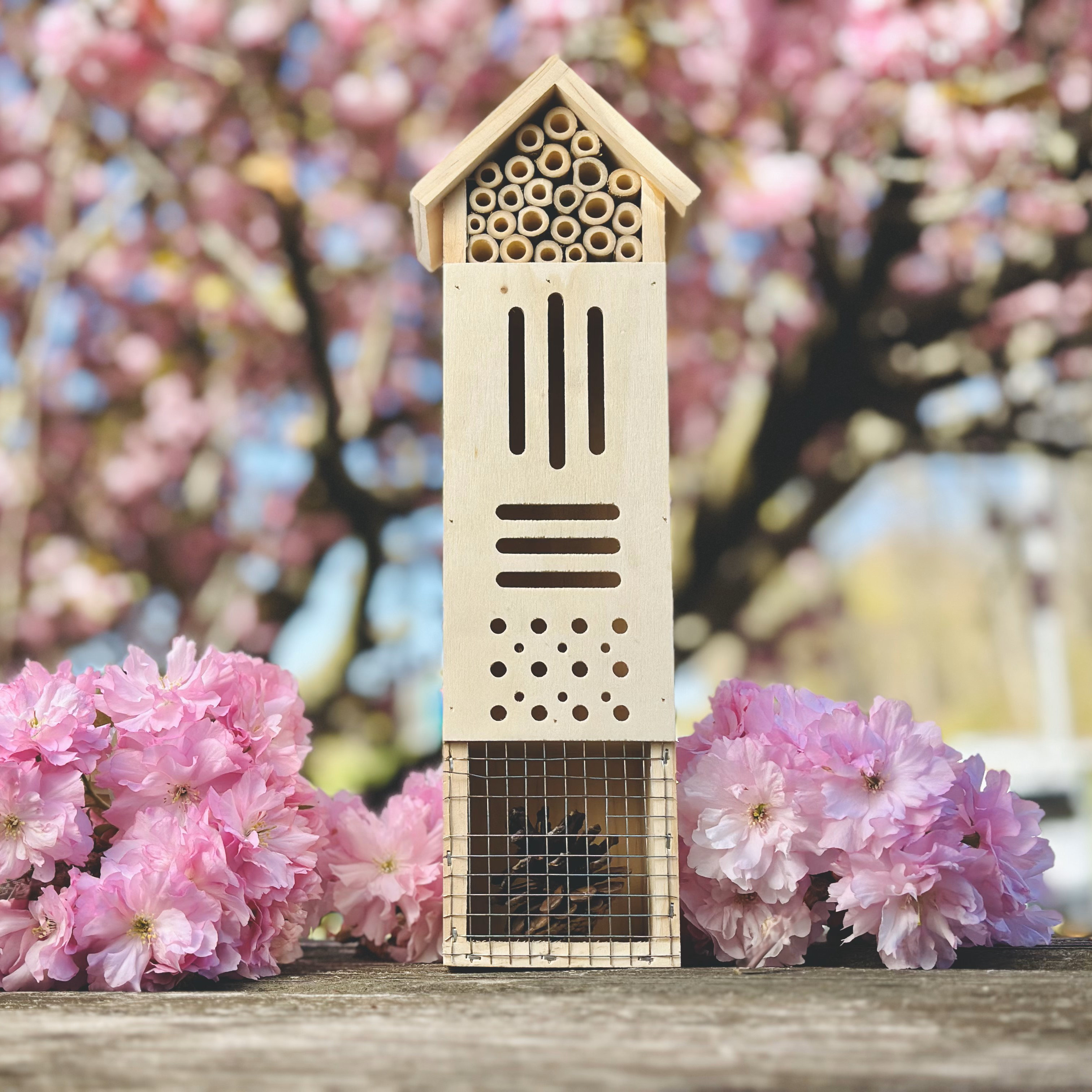Gracie Oaks Estas Pollination Palace - Bee & Butterfly Wooden Home ...