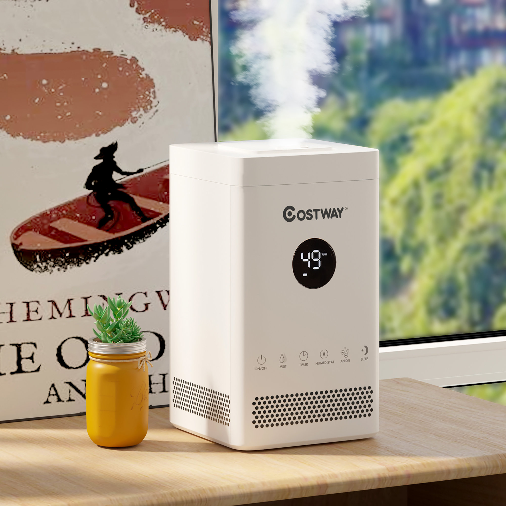 Costway 0.5 Gal. Cool Mist Steam Tabletop Humidifier 160 Sq. Ft ...