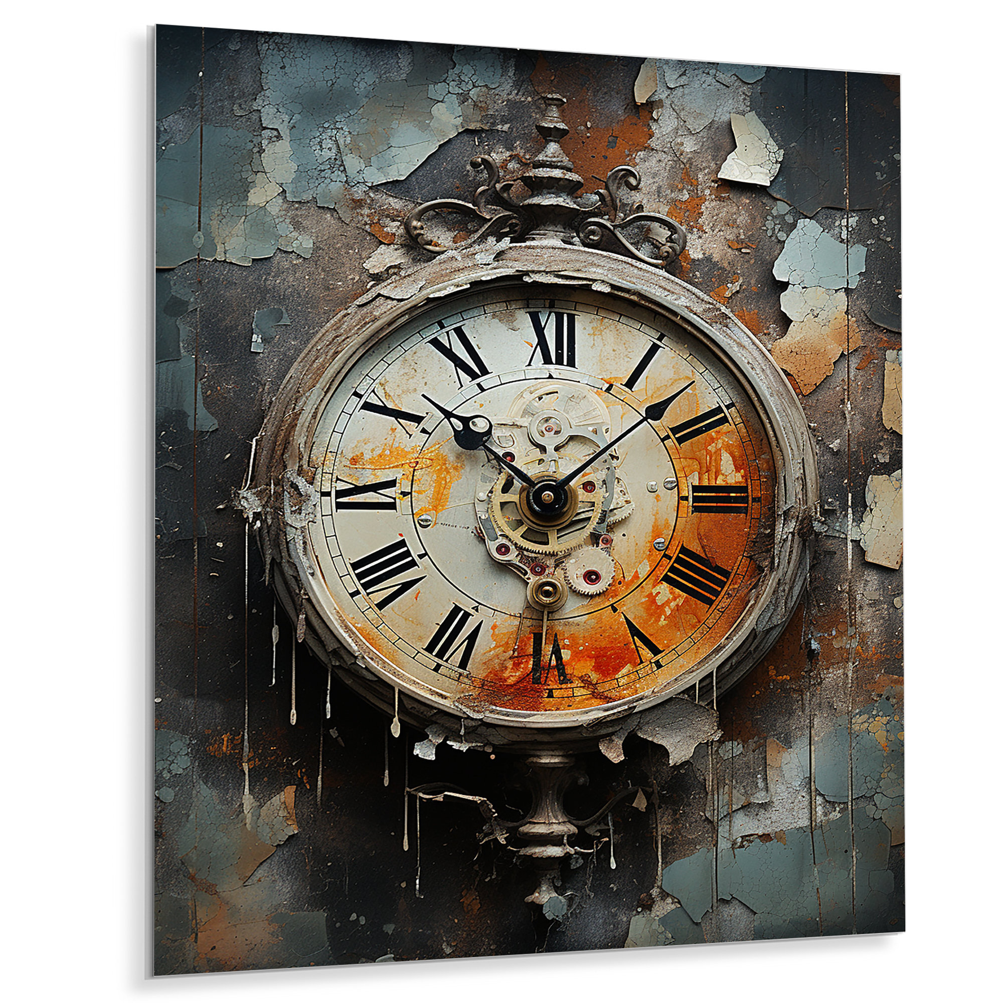 Williston Forge Clock Industrial Chic I On Metal Print | Wayfair