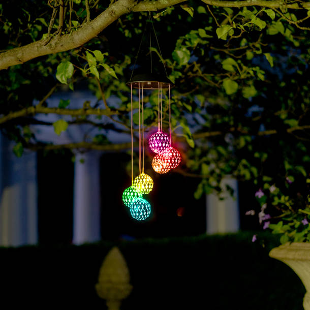 Touch of ECO Solar Powered LED Globes Color Changing Mobile Wind Chime ...