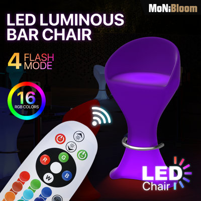 MoNiBloom Outdoor LED Light Up Bar Stool 16 Colors Changing Luminous ...