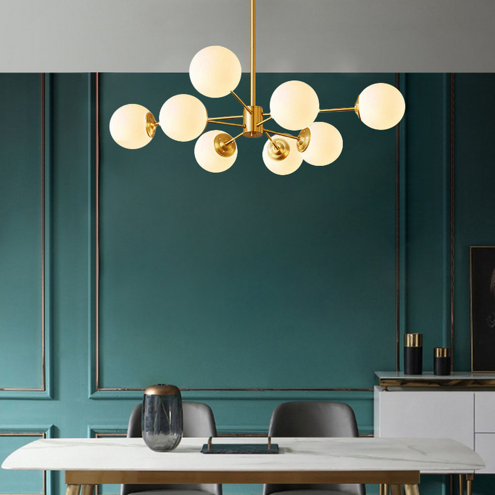 Everly Quinn Sputnik Pendant Light Kit Contemporary 8 Globe Glass Shade ...