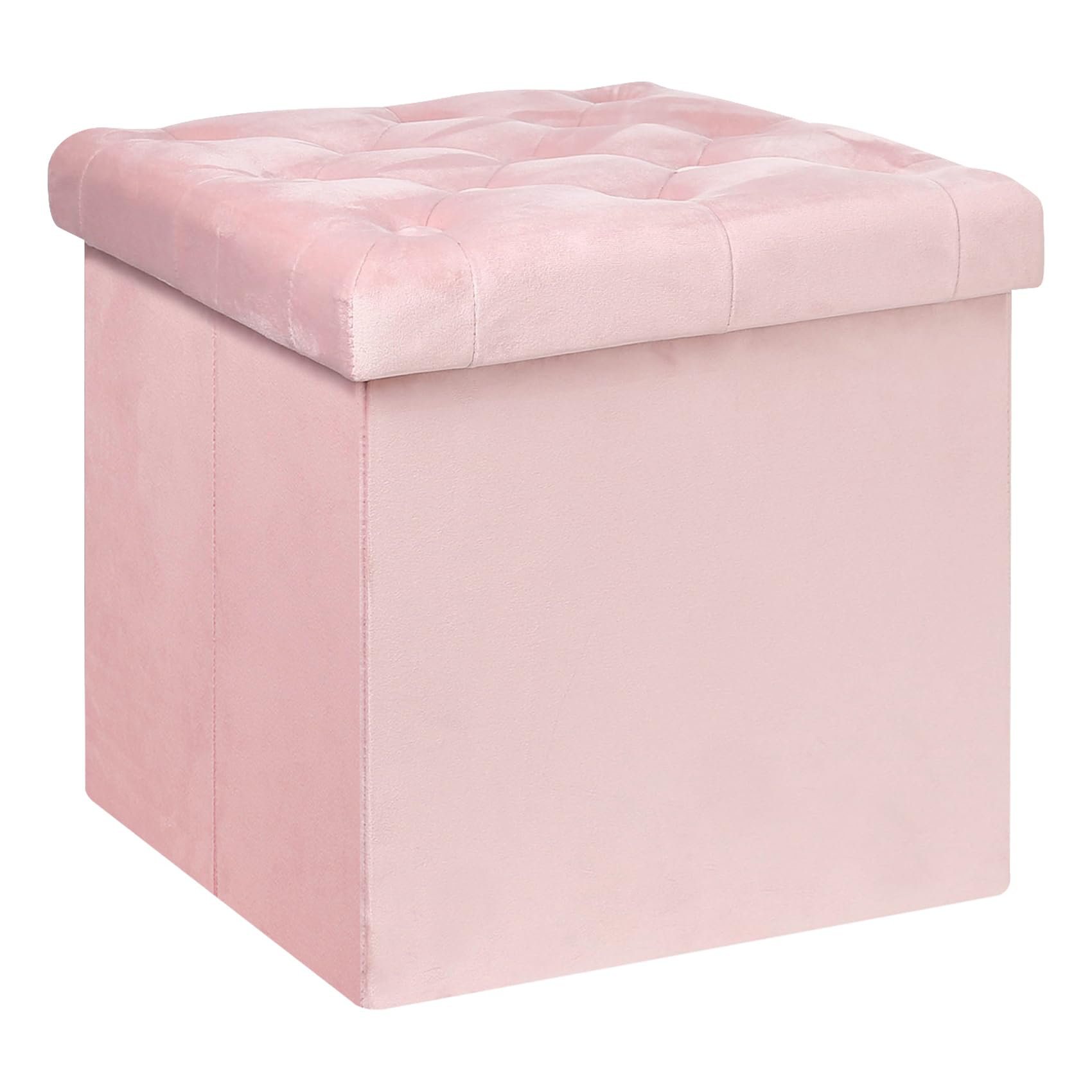 Latitude Run® Storage Ottoman Cube, Velvet Tufted Folding Ottomans With ...