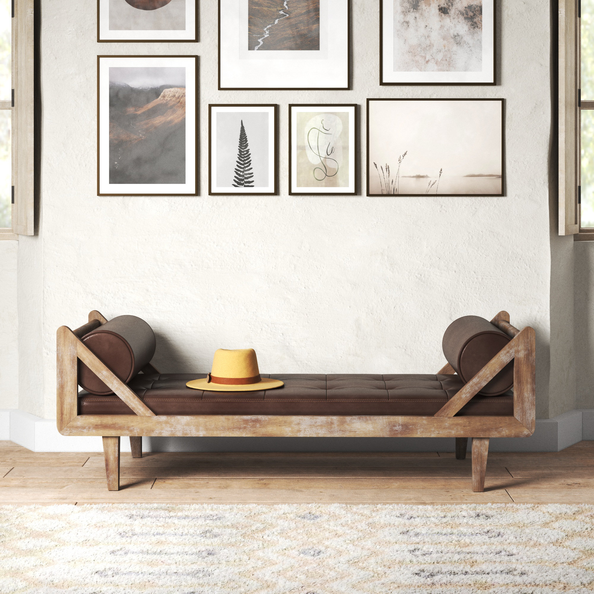 Union Rustic Daucourt Tufted Faux Leather Armless Chaise Lounge ...