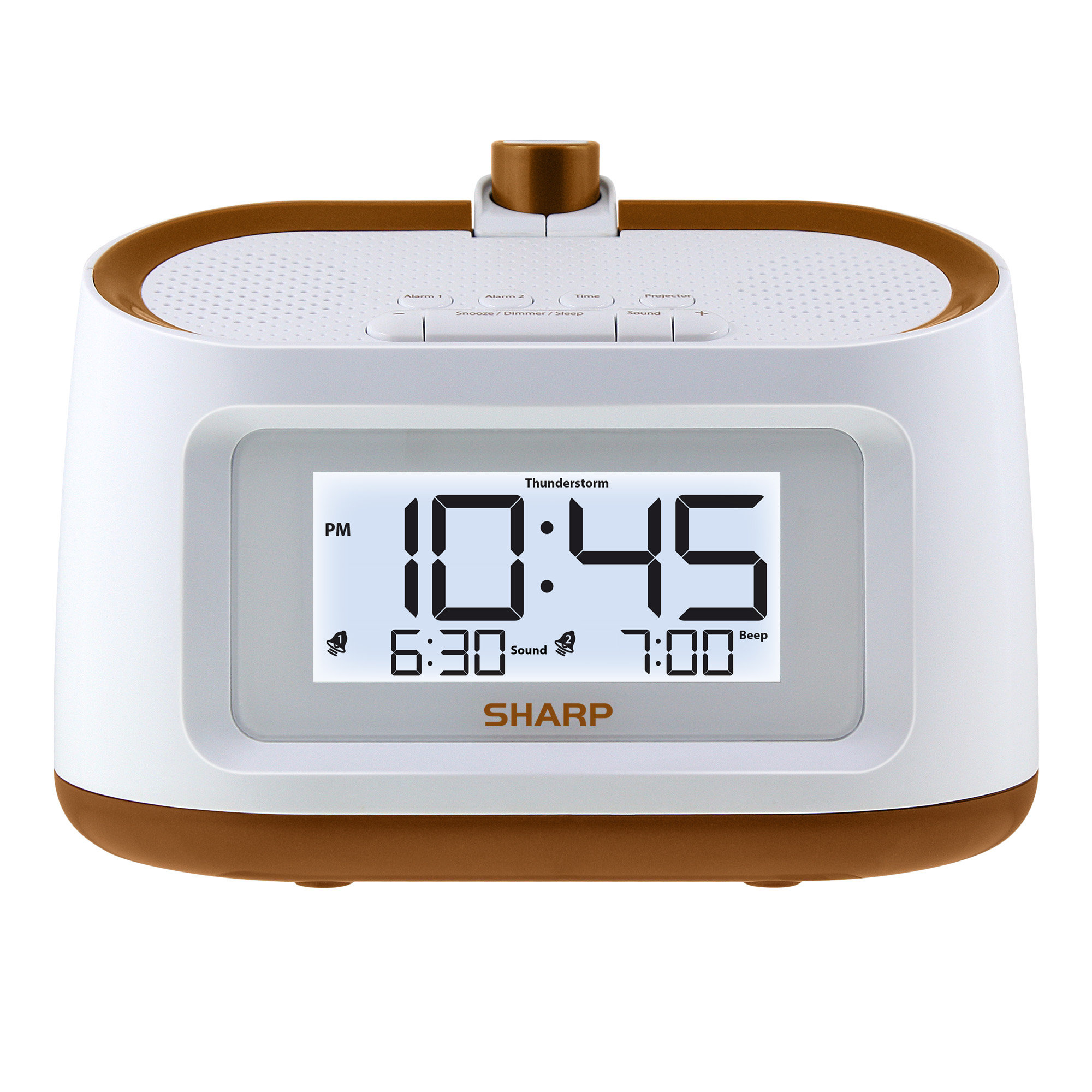 Sharp Digital Tabletop Projection Alarm Clock with 8 Soothing Sounds ...