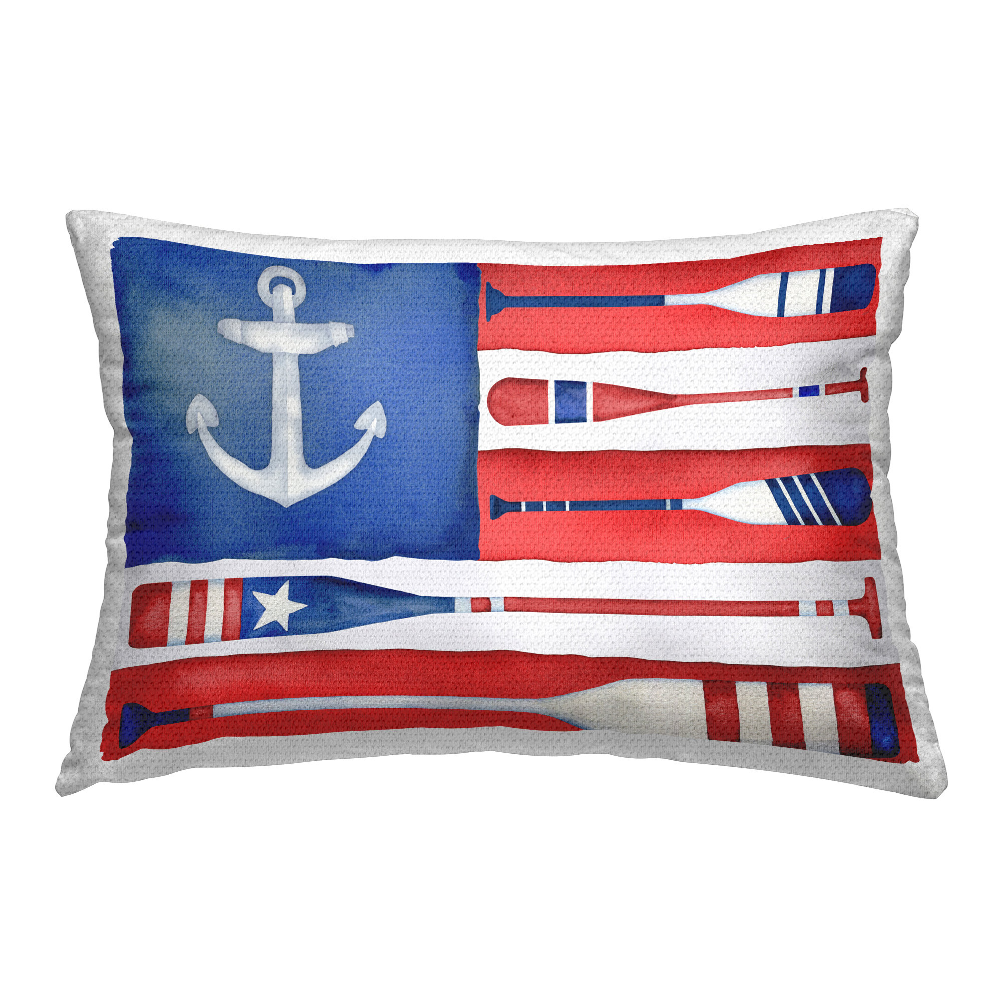Stupell Industries Patriotic Oar Flag Outdoor Printed Pillow by Paul ...
