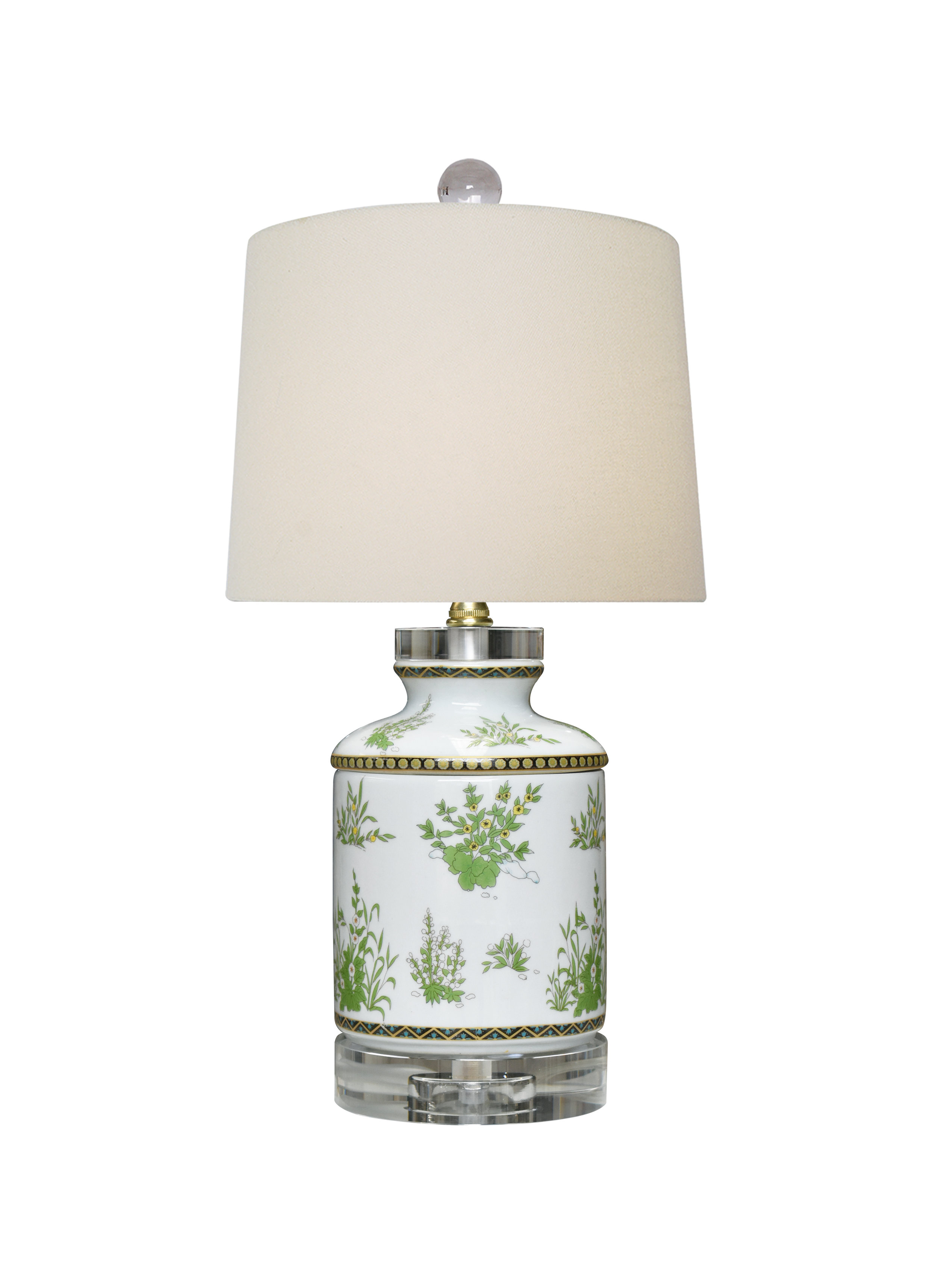 Red Barrel Studio® PORCELAIN GREEN FLORALTISSUE BOX LAMP | Wayfair