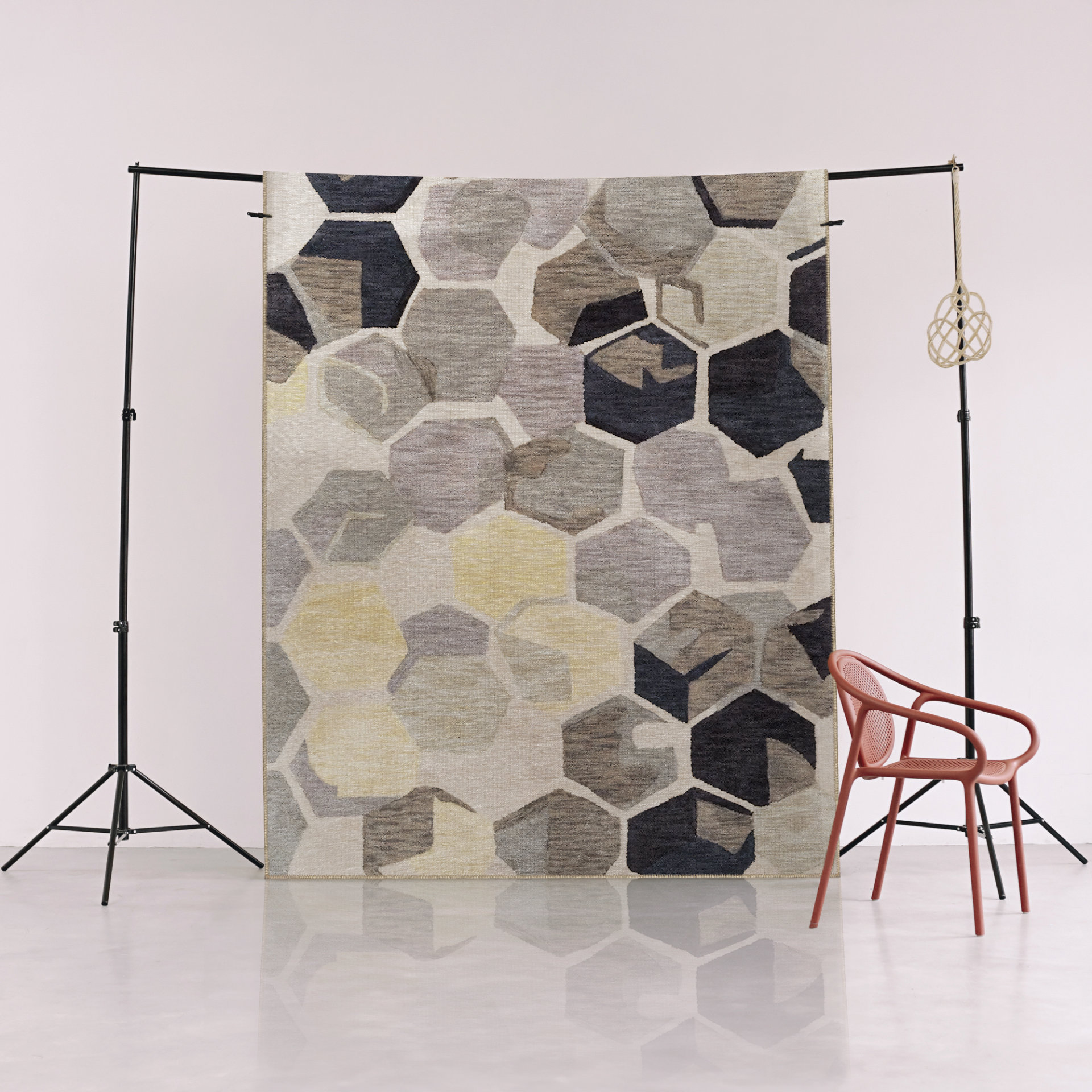 Hokku Designs Gray-Beige Themed Geometric Hexagonal Patterned Creative ...