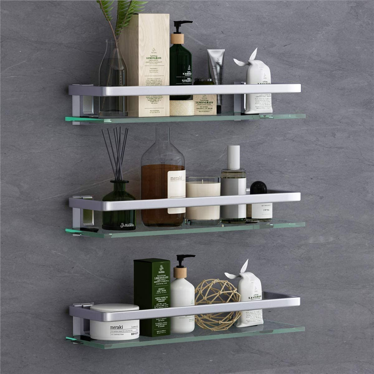 Ivy Bronx Bathroom Wall Shelf 15.7In Bathroom Glass Shelves Bathroom ...