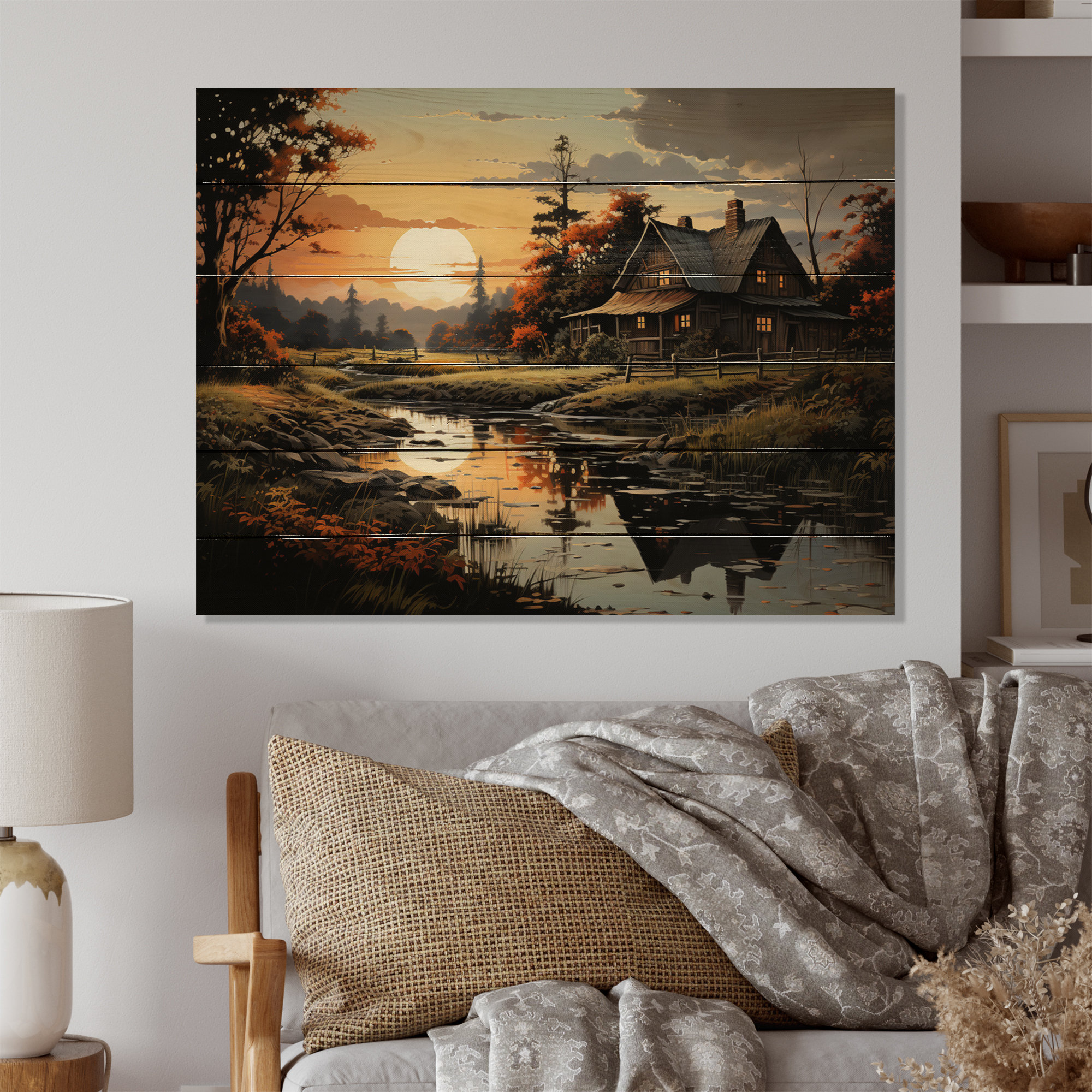 Dovecove Kituku Country Charm Evening Glow On Wood Print | Wayfair