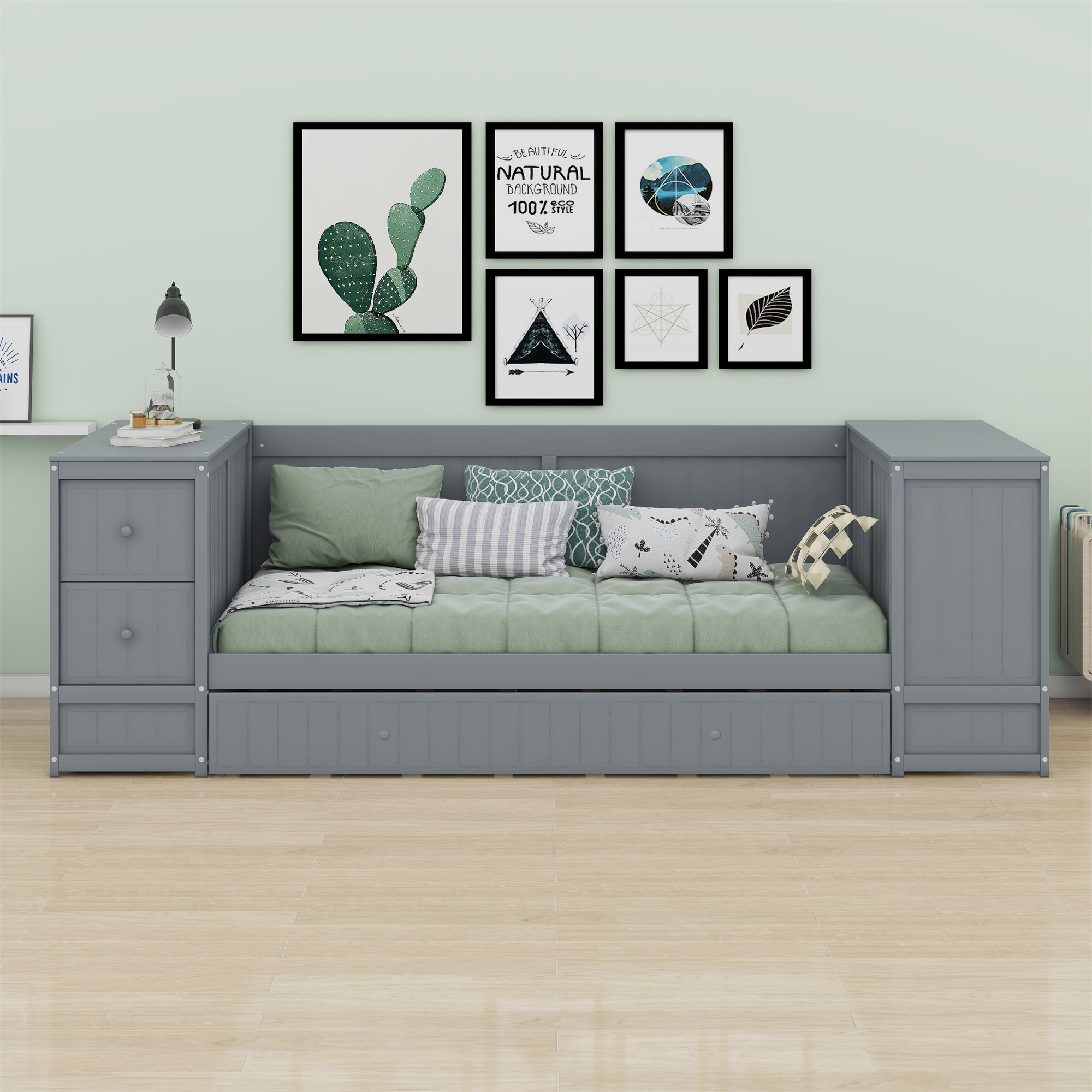 Lark Manor™ Daybed With Storage Arms, Trundle And Charging Station ...