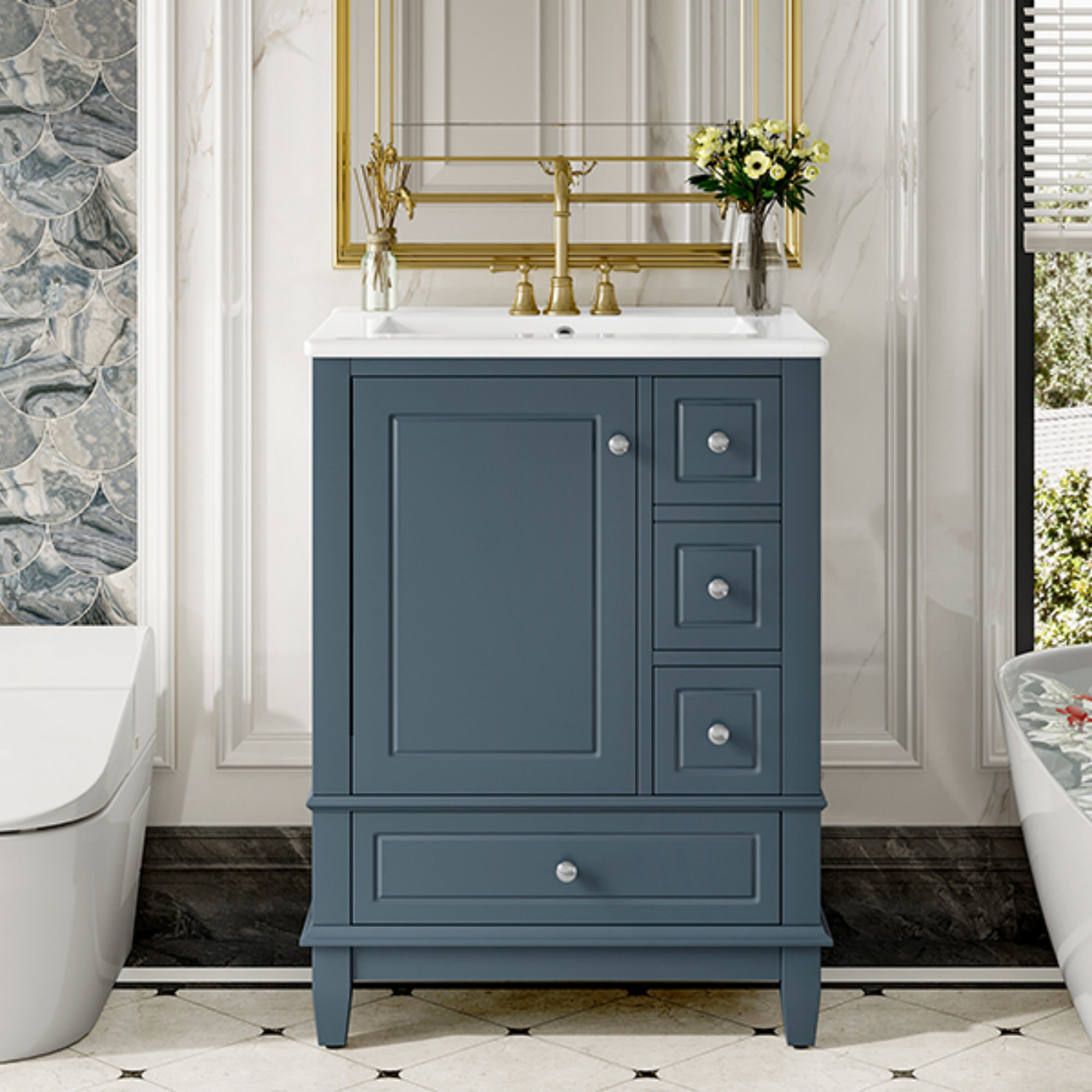 Red Barrel Studio® 24" Bathroom Vanity With Sink And Drawers ...