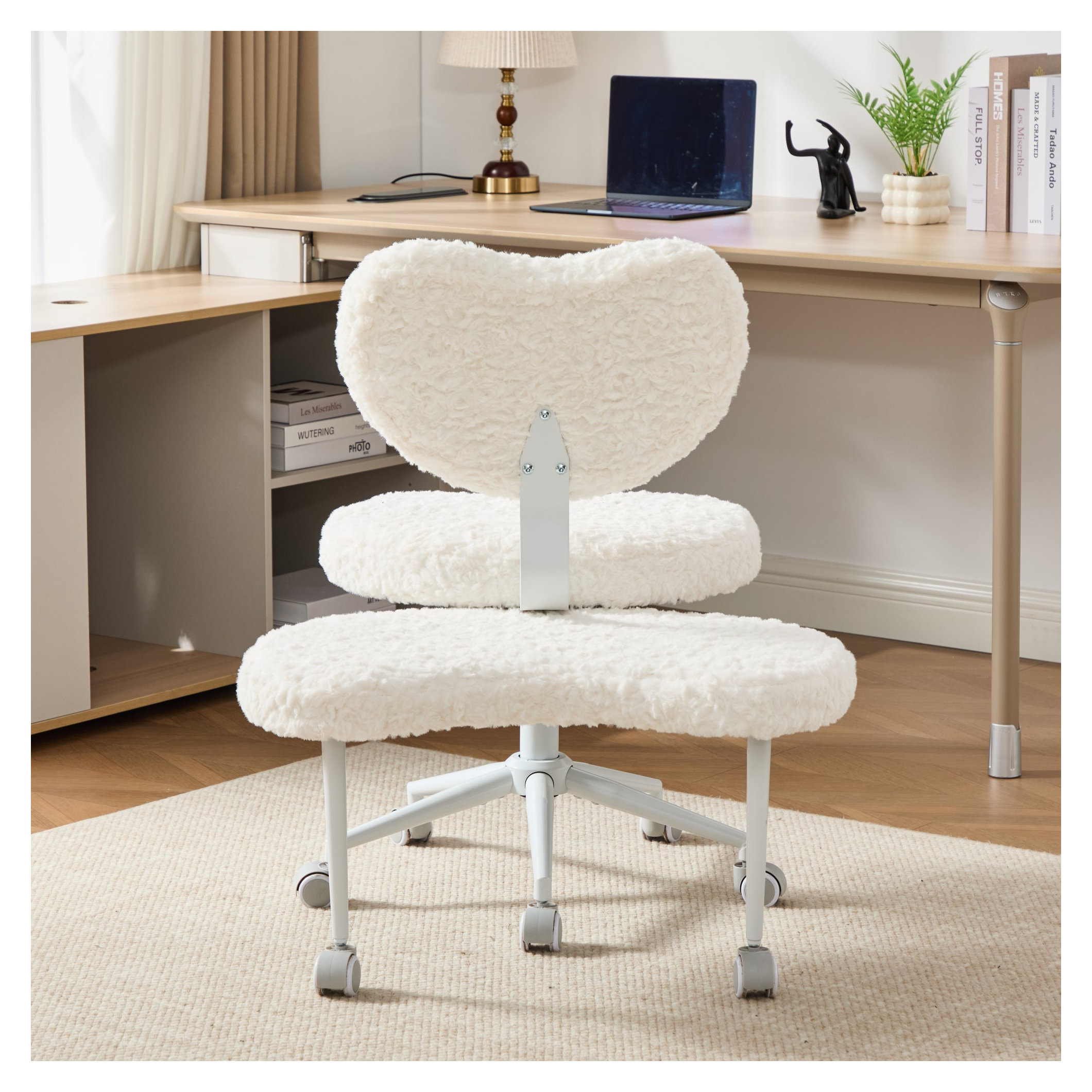 godohome Plus Size Faux Rabbit Fur Meditation Chair with Wheels - Cross ...