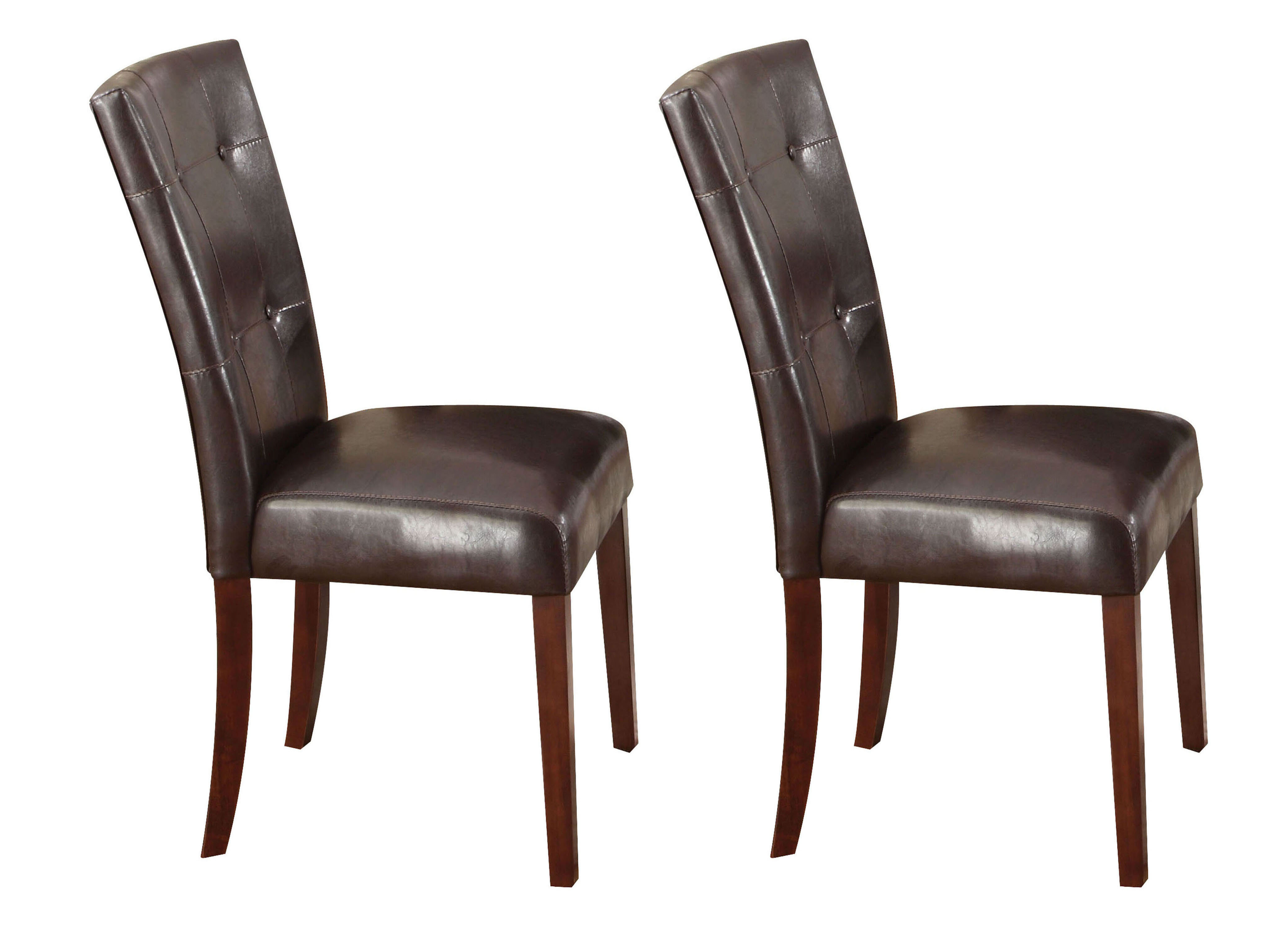 Wildon Home® Gaidouras Espresso and Walnut Tufted Back Parson Chairs ...