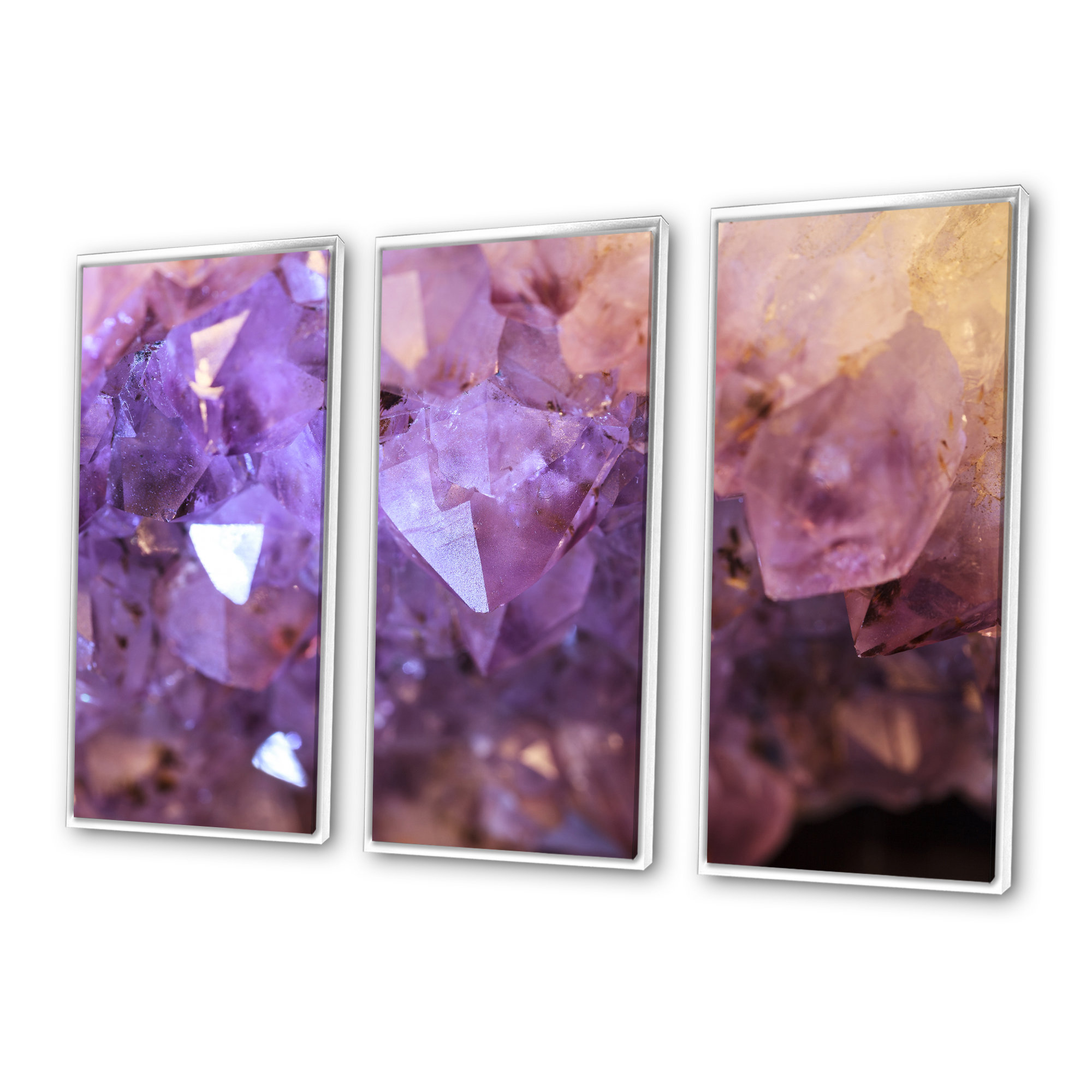 Mercer41 Purple White Natural Amethyst Geode - Abstract Framed Canvas ...