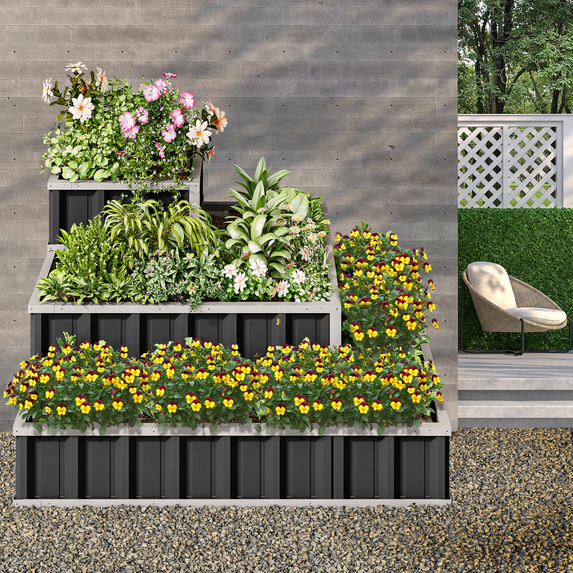 Arlmont & Co. Saulean 3 Tiers Square Stackable Raised Garden Bed ...