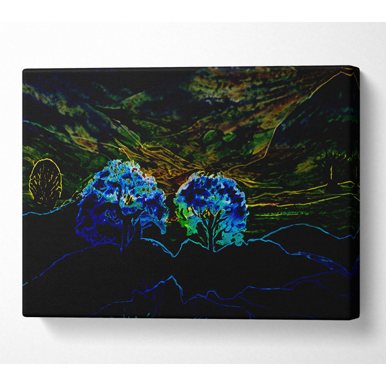 Alpen Home Abstract Neon Landscape 02 - Wrapped Canvas Art Prints ...