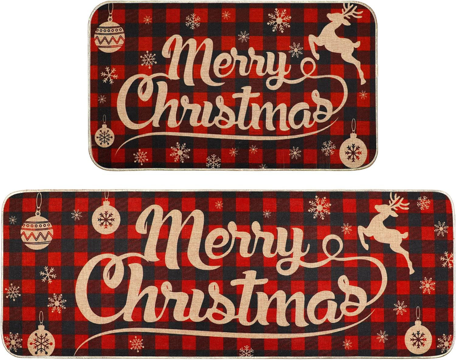 One Allium Way® 2 Piece Christmas Plaid Kitchen Rug Sets | Wayfair