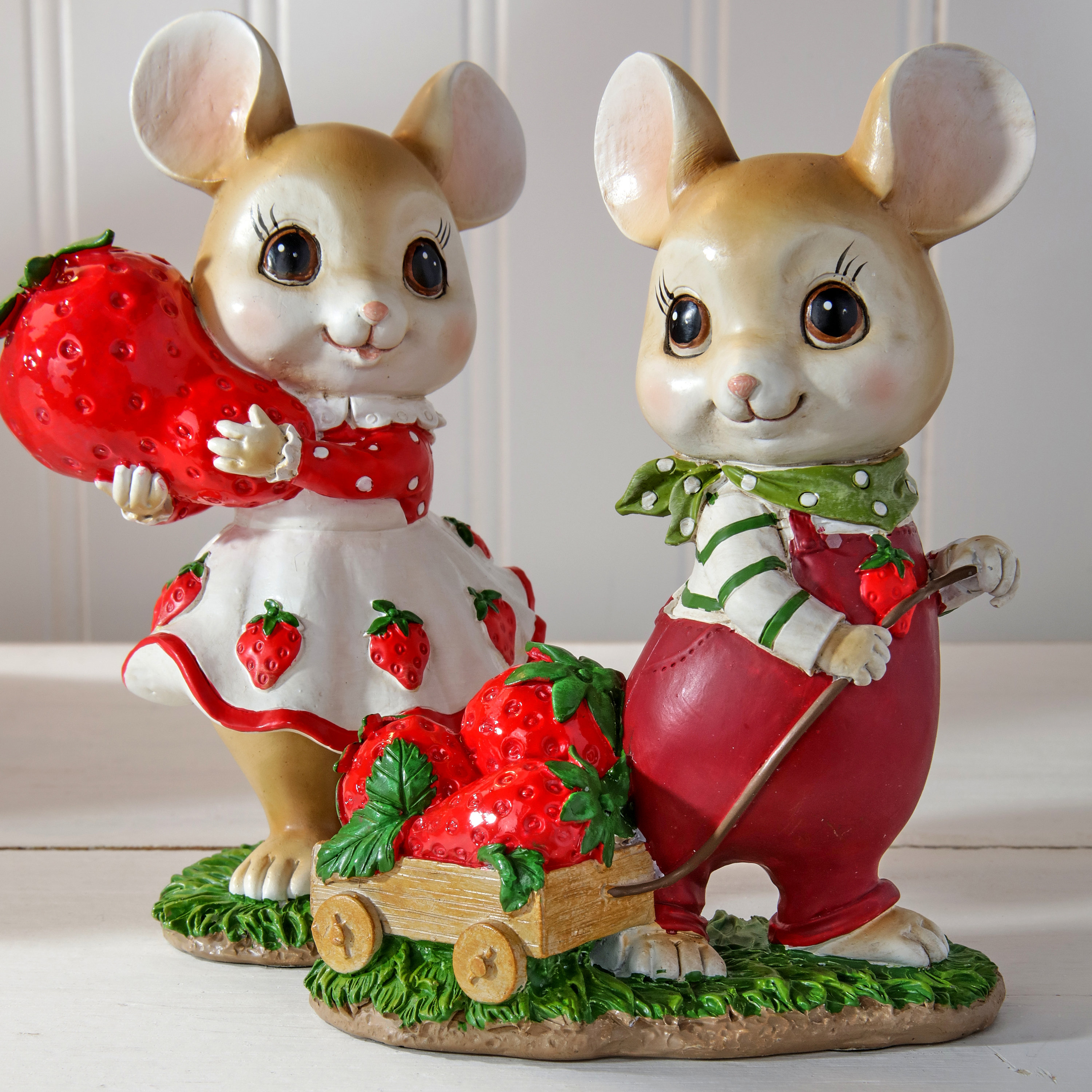 August Grove® 5.5" Resin Strawberry Mice | Wayfair