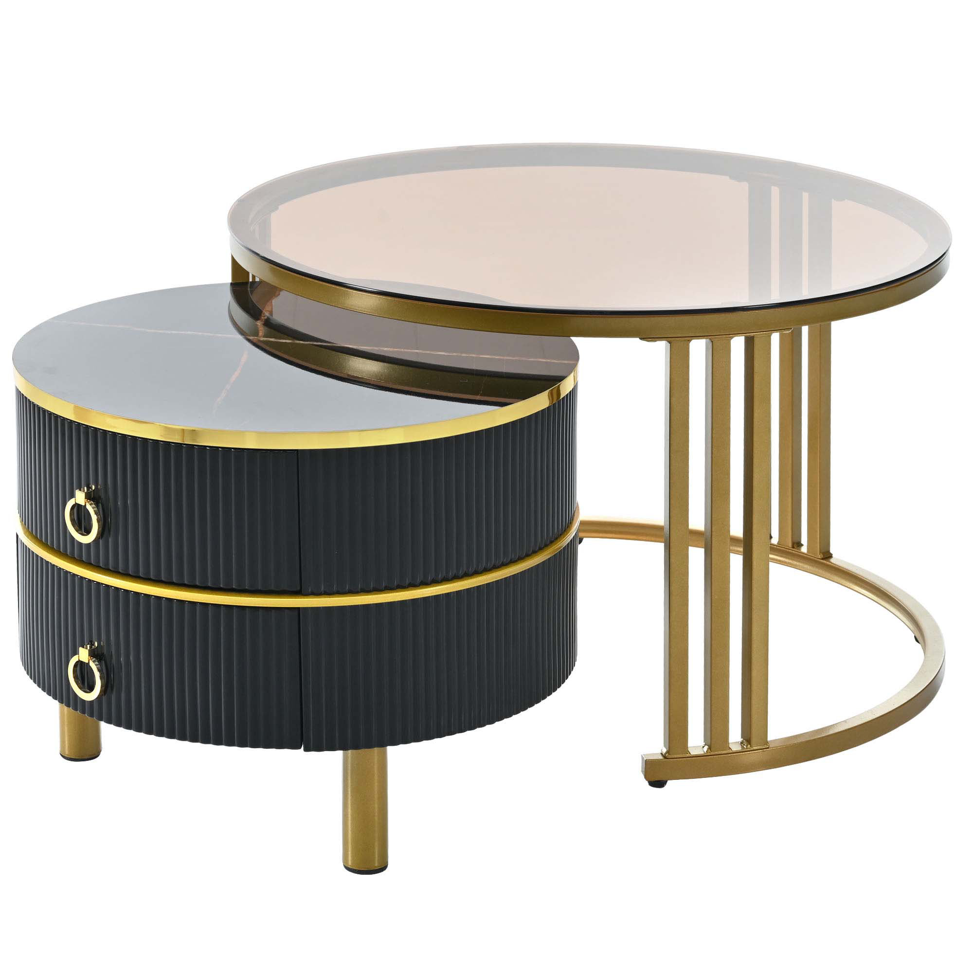 Mercer41 Binyameen Round Center Table Stackable Coffee Table Nesting ...