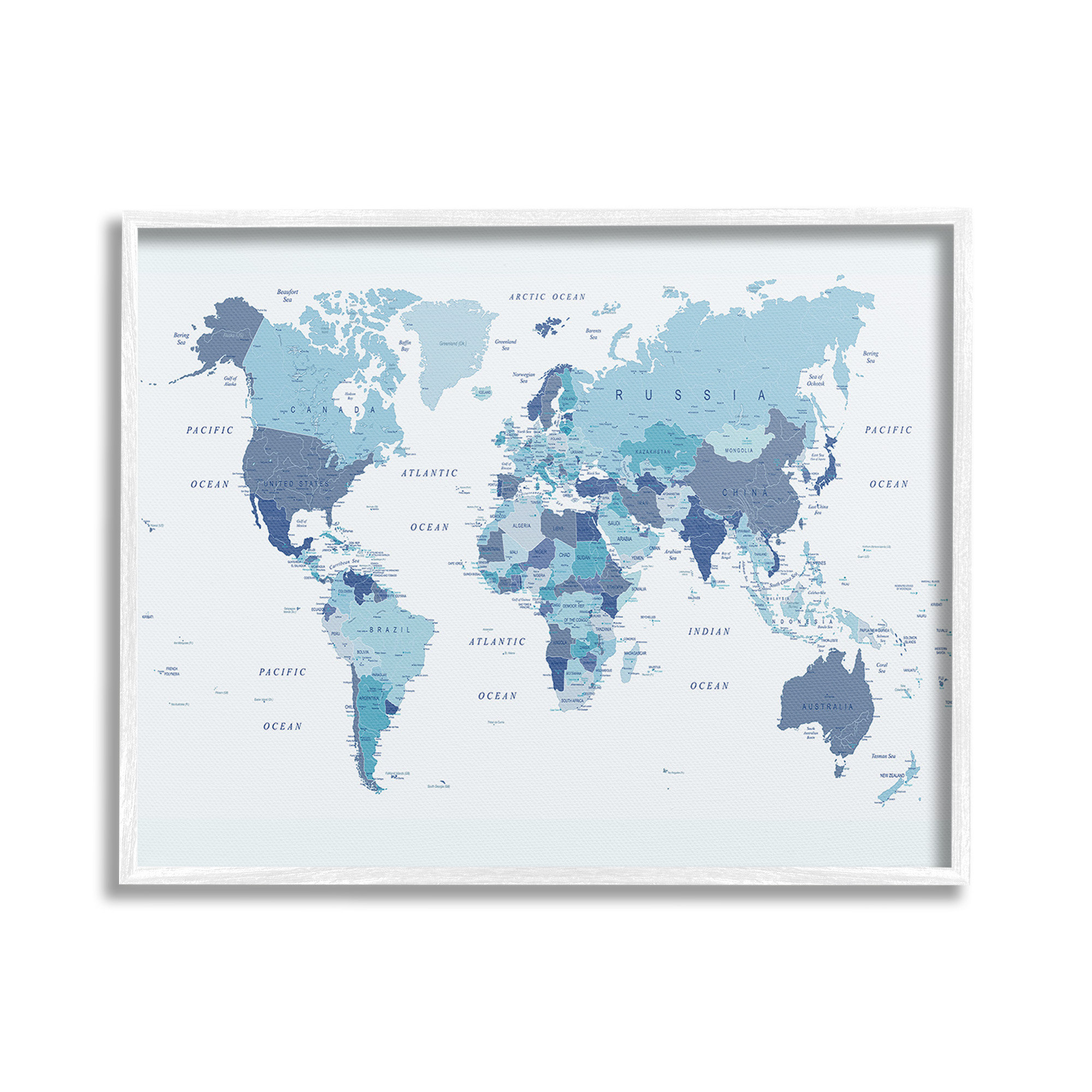 Stupell Industries Traditional Blue Map Giclee Art by Urban Epiphant ...