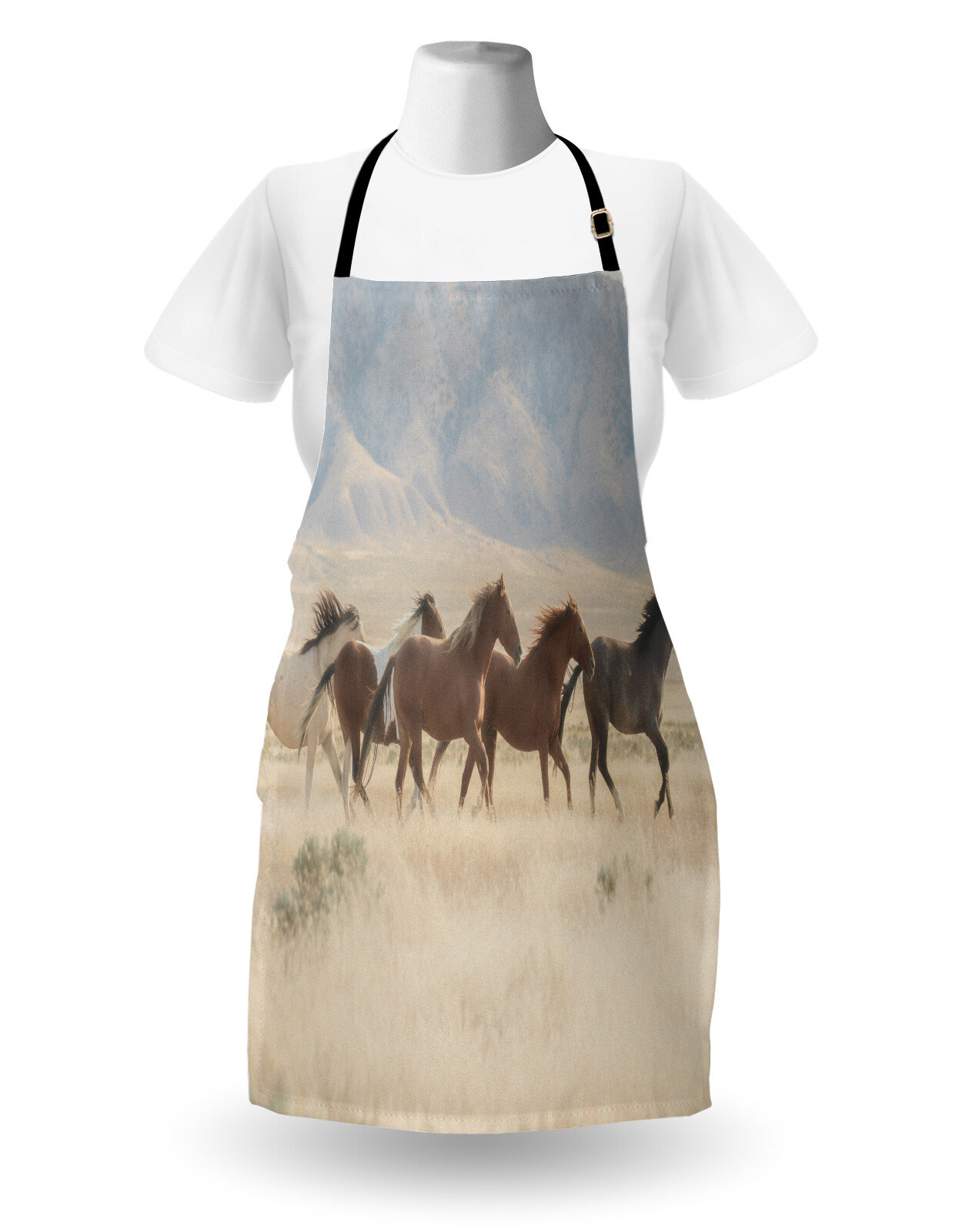 One Allium Way® Landscape Apron Unisex Wild Mustang Horses Art Adult ...