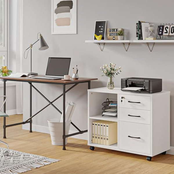 Latitude Run® 3 Drawer Rolling Filing File Cabinets, Mobile Lateral ...