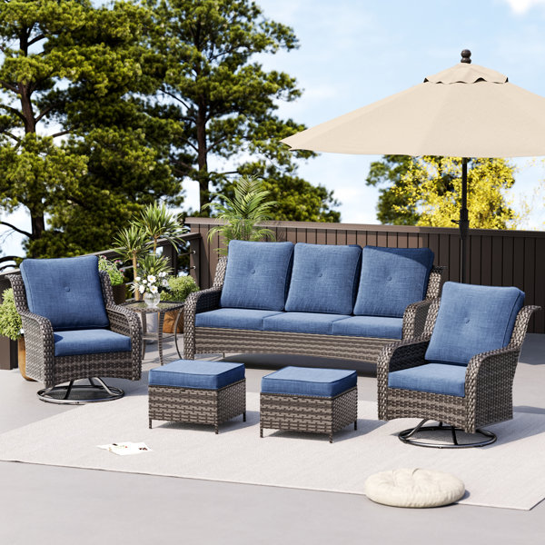 Red Barrel Studio® Wicker 5 - Person Patio Conversation Sets with ...
