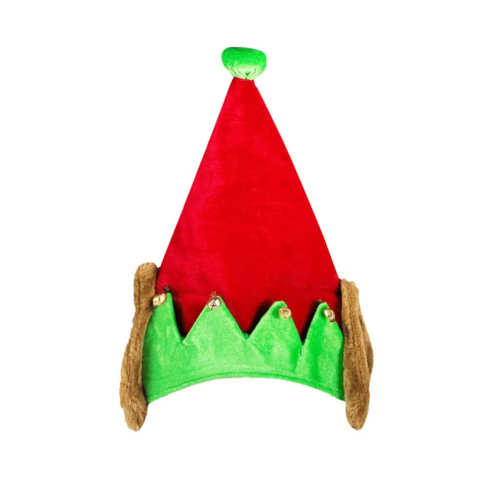 The Holiday Aisle® PMU Christmas Velvet Elf Hat w/Bells and Fur Ears ...