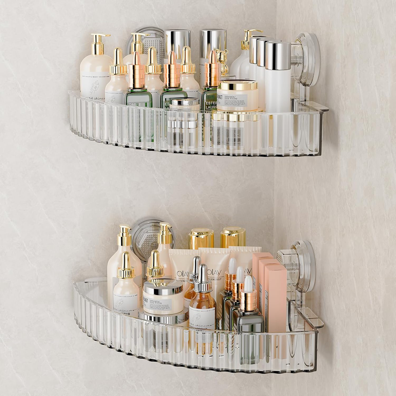 Rebrilliant Corner Shower Caddy Suction Cup Bathroom Shower Organizer ...