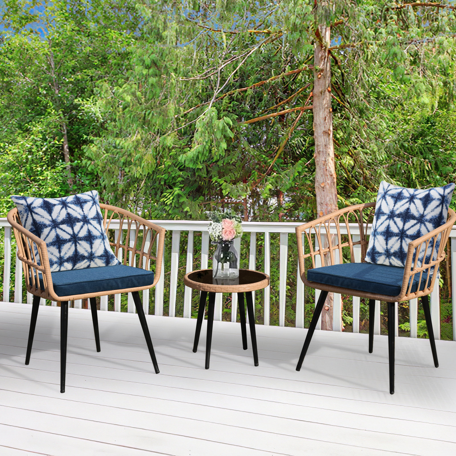 George Oliver Marva Rattan Wicker 280 - Person Seating Group with ...