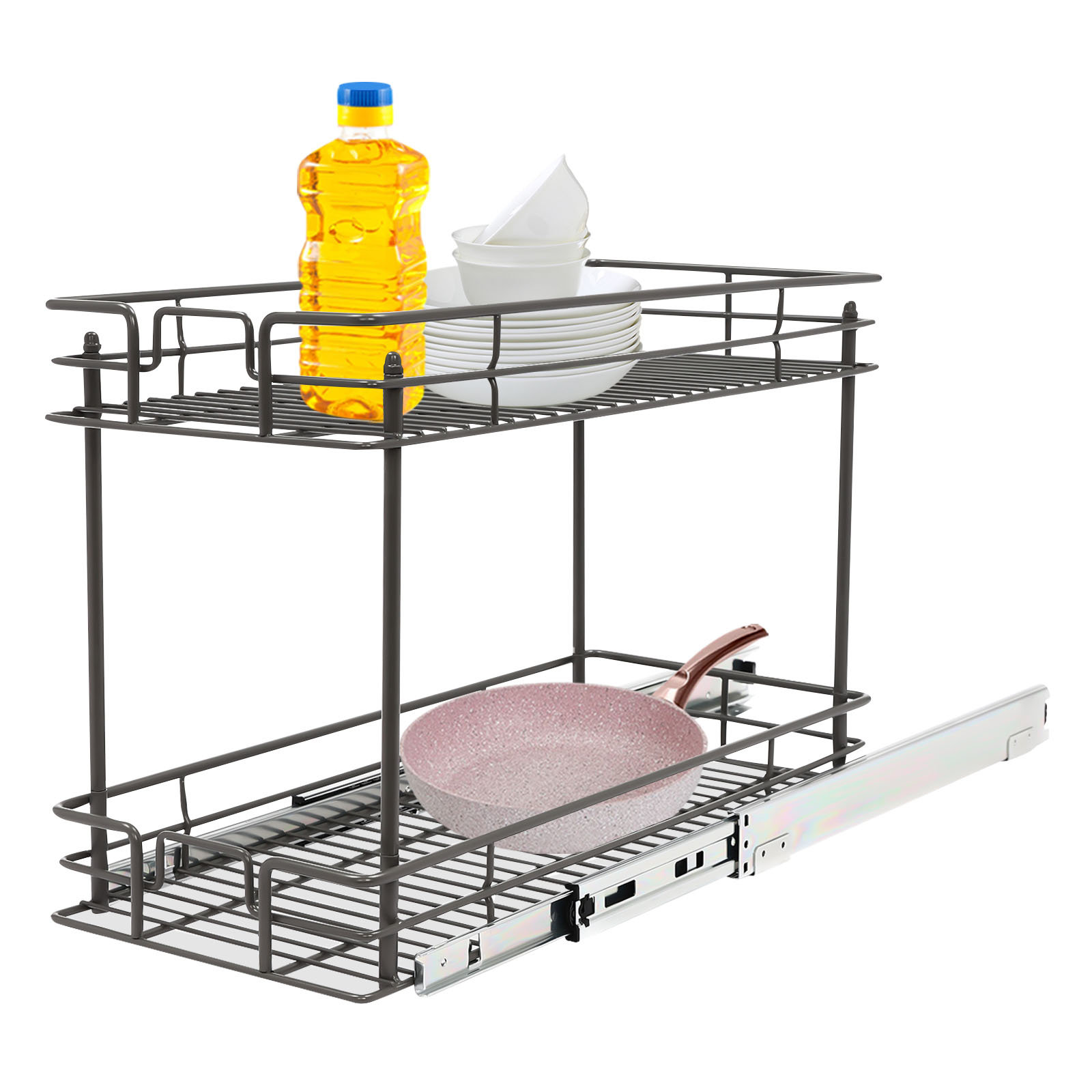Rebrilliant Marylinn 2-Tier Sliding Drawer Pull Out Drawer | Wayfair