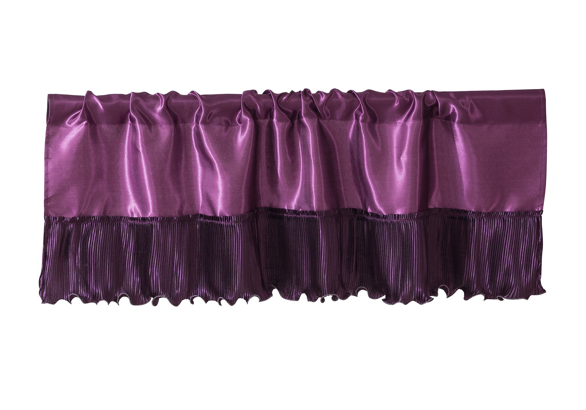 House of Hampton® Romy Satin Ruffle Midnight Bloom 52" Window Valance ...