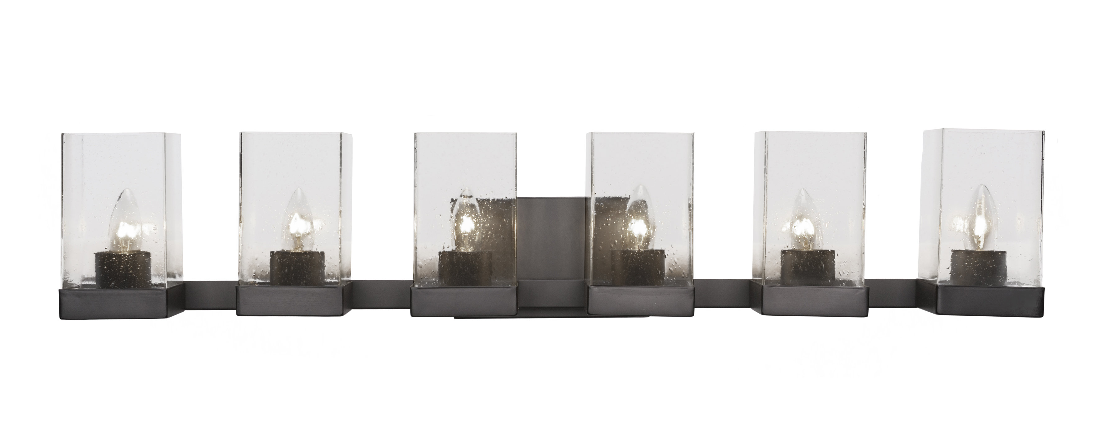 Wrought Studio™ Dace 6 Light Bath Bar Shown With 4" Square Glass | Wayfair