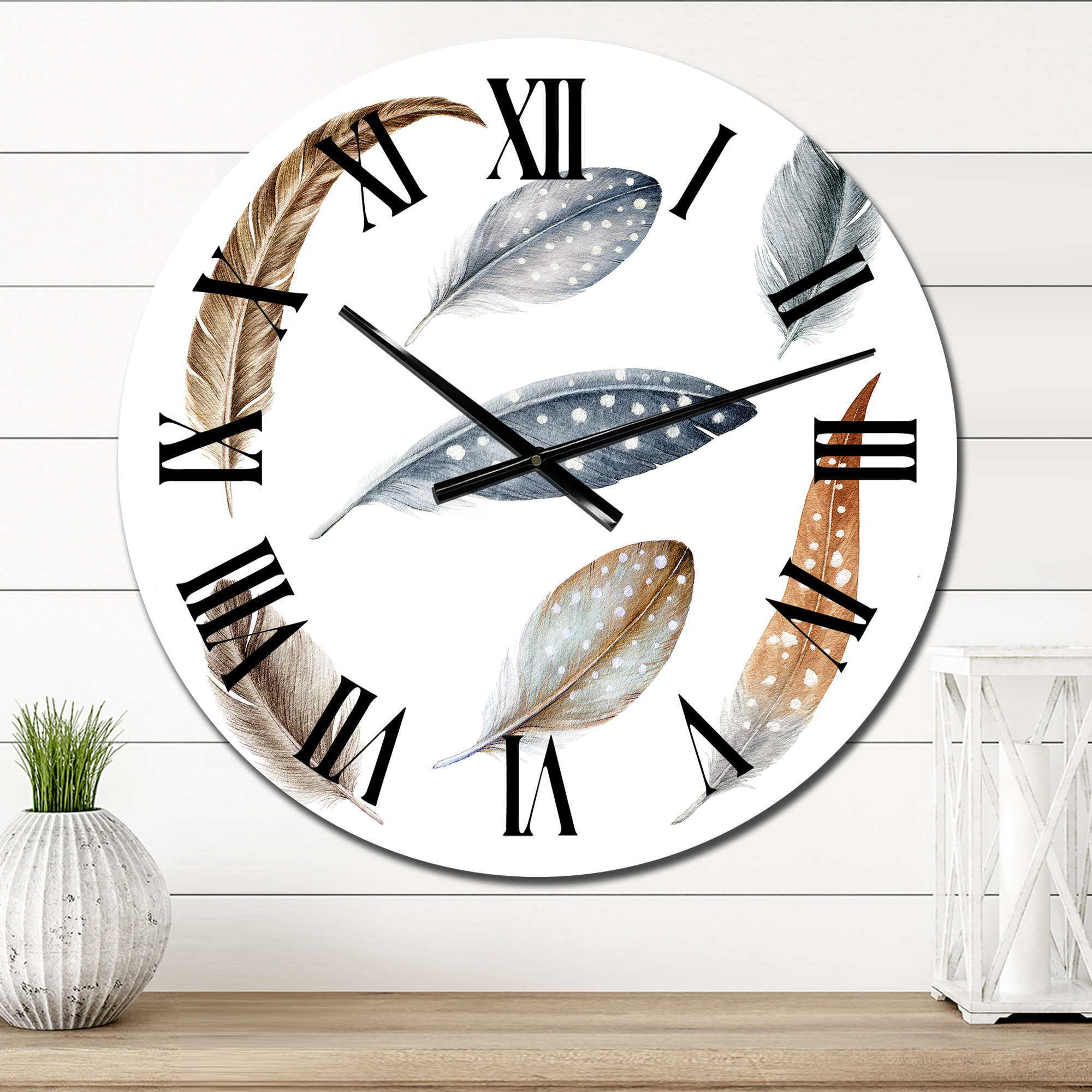 East Urban Home Gray Boho Polka Dot Feathers II - Bohemian & Eclectic ...