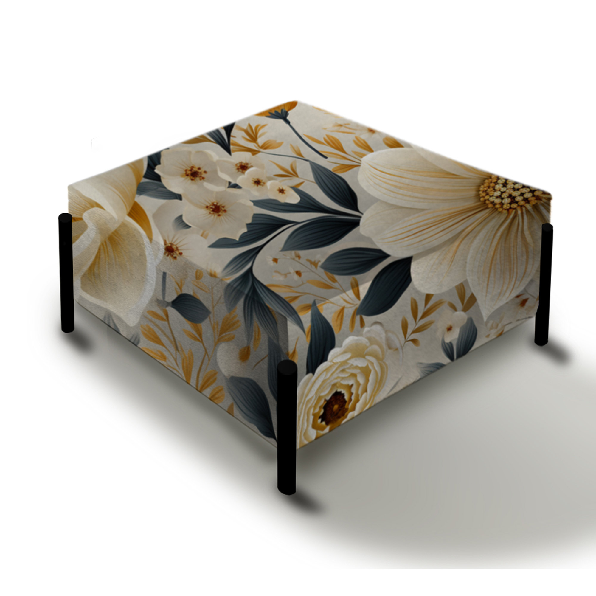 Design Art Neutrals Beige Flowers Boho Pattern - Boho Large Square ...