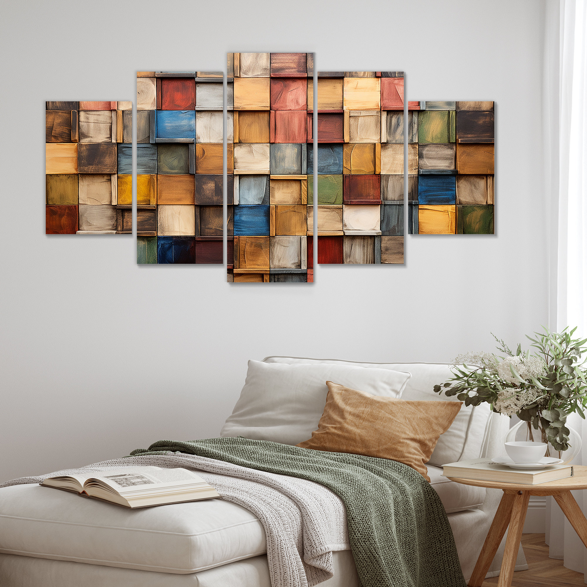 Ivy Bronx Colorful Earth Colors Tiles III - Boho Mosaic Multipanel Wall ...