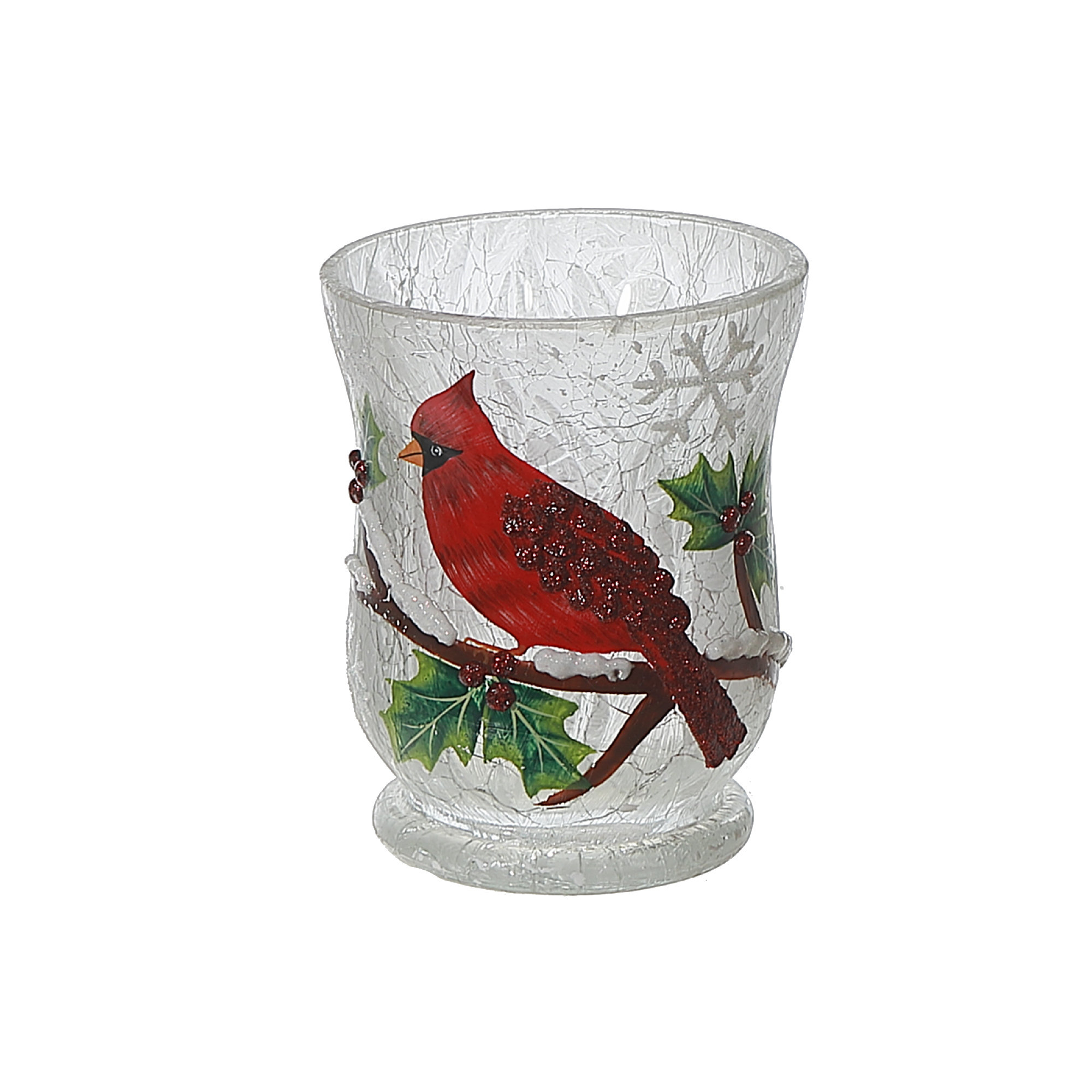 iH casadécor Frosted Holly Berry Cardinal Glass Elegance Vase | Wayfair