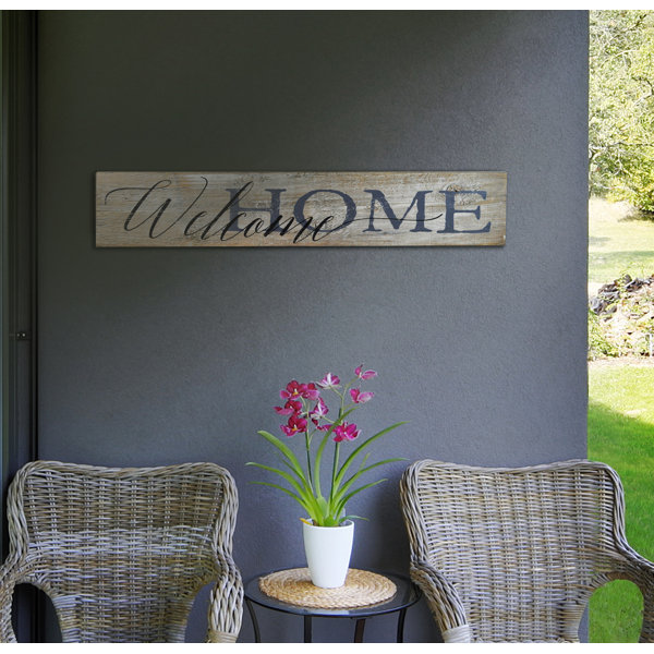 Gracie Oaks Welcome Home On Wood Print & Reviews | Wayfair