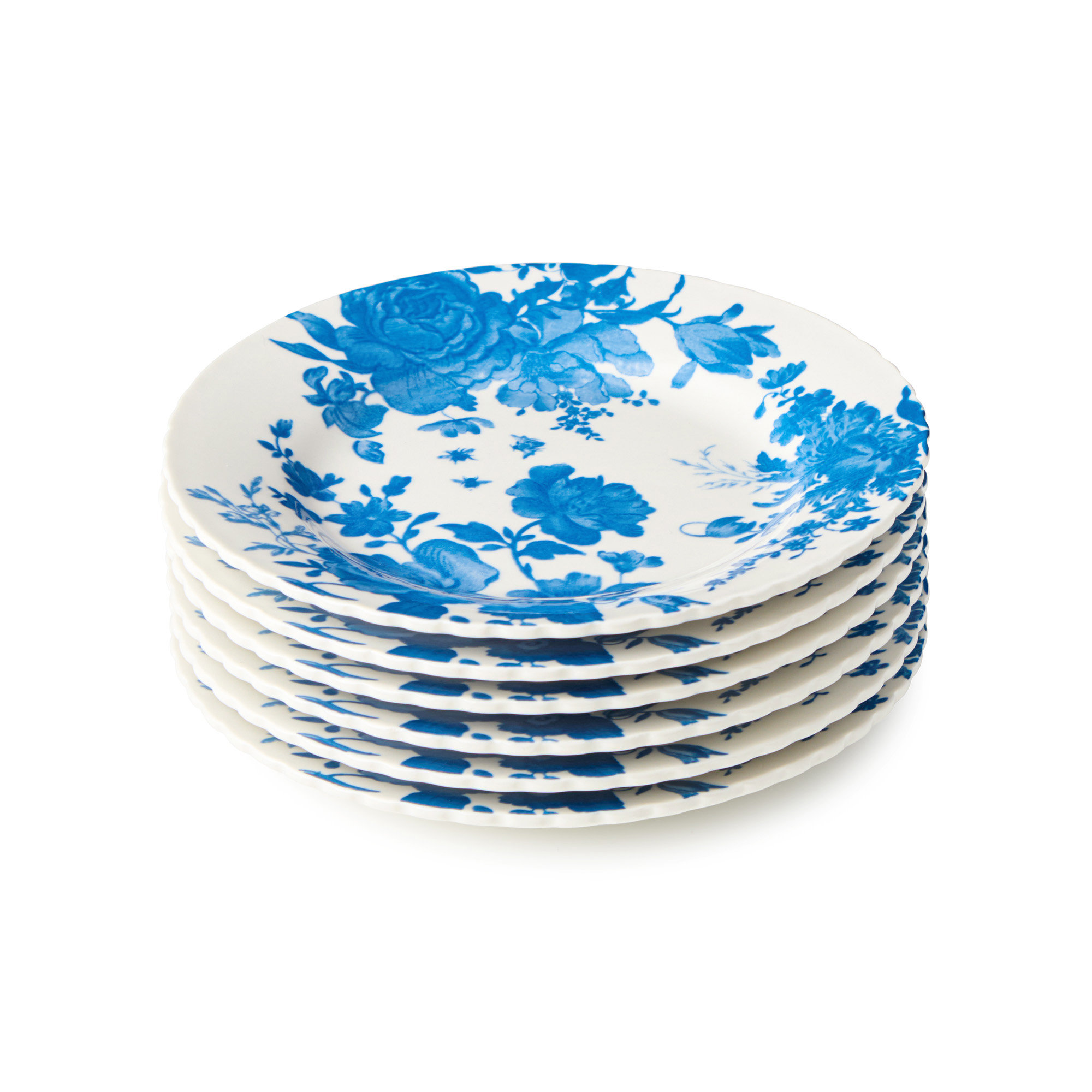 Certified International Gabrielle Blue Porcelain Canape Plate Set of 6 ...
