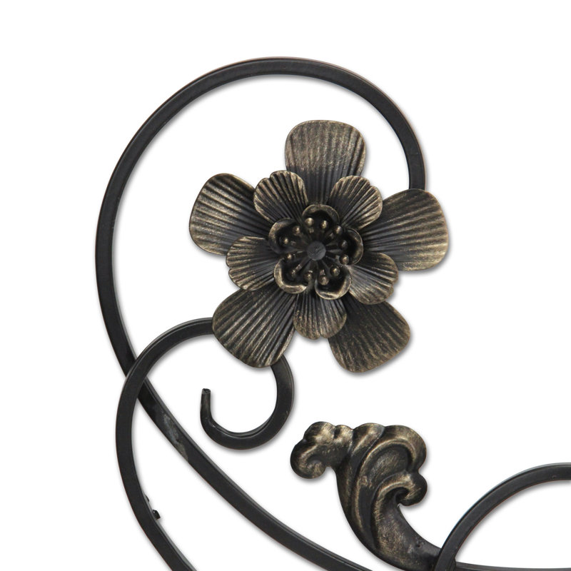 Winston Porter Franziska Black Flower Metal Door Topper | Wayfair