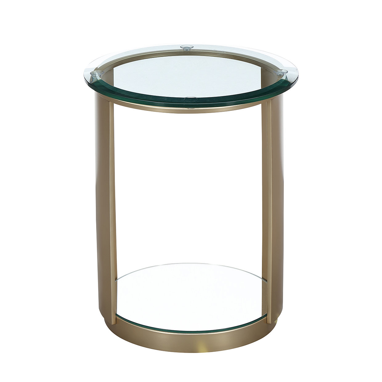 Michael Amini Houston Round Chairside Table - Brushed Gold | Perigold