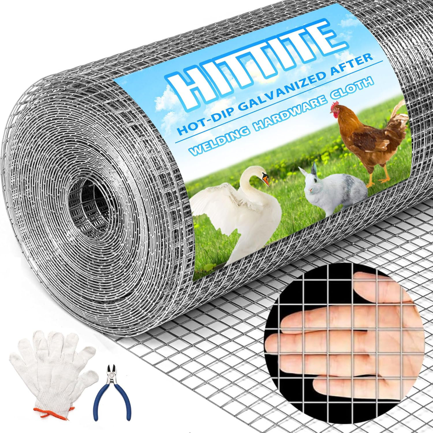 HITTITE 23 Gauge Hardware Cloth 1/4 inch Hot-dip Galvanized Chicken ...