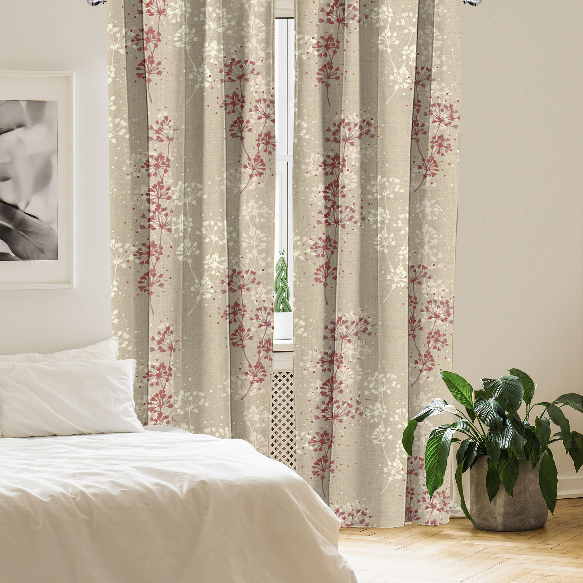 Ambesonne Floral Design Curtains Japan Simple Flowers Pair of 28 Pale ...
