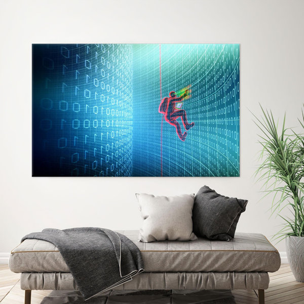 Ivy Bronx Modern Matrix Code Inspired Art on Canvas With Frame for Home ...