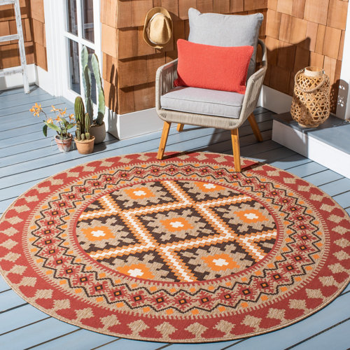 Red Round Outdoor Rugs You'll Love | Wayfair